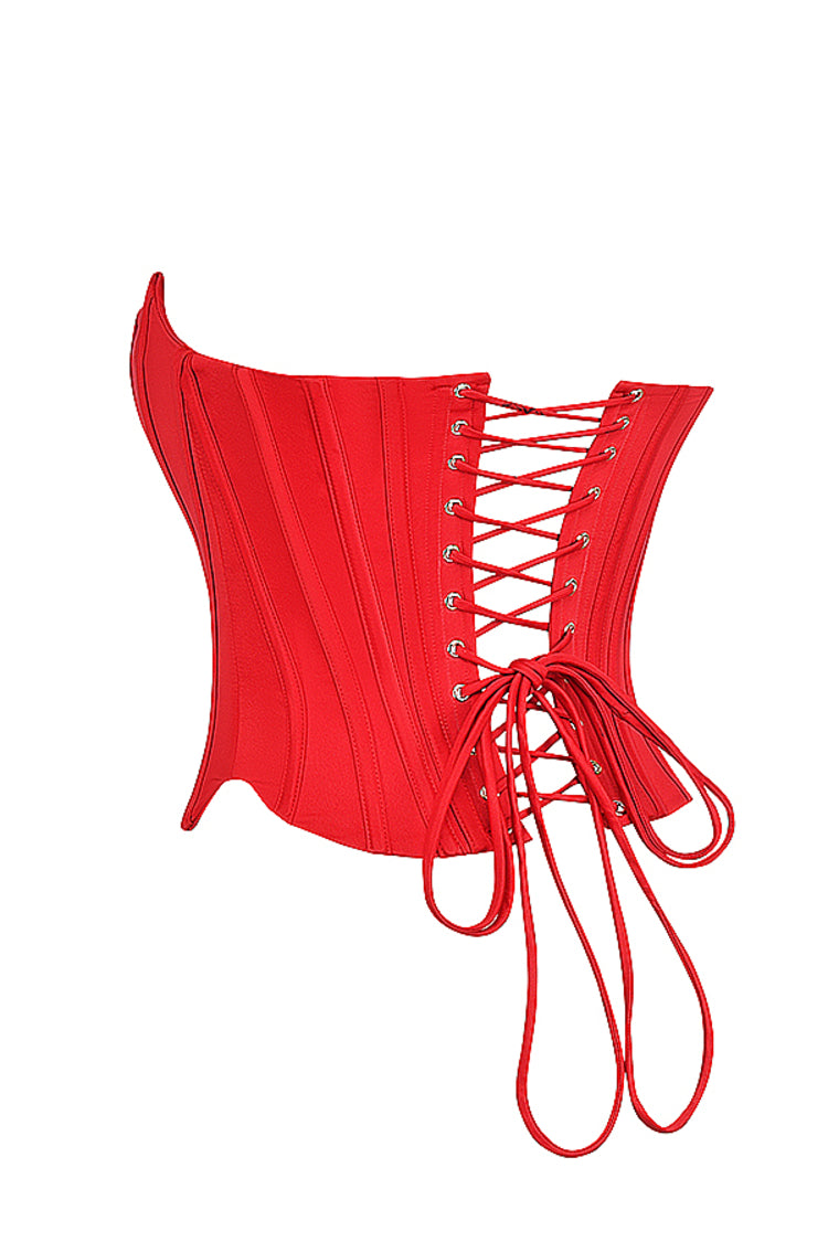 House of CB GENEVIEVE SCARLET SATIN LACE BACK CORSET – Luxe by Kan